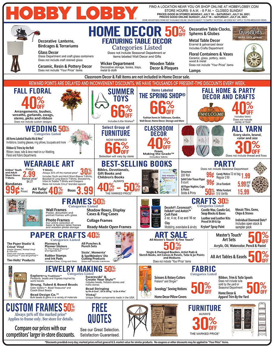 Hobby Lobby Ad Jul 18 - 24, 2021 - WeeklyAds2