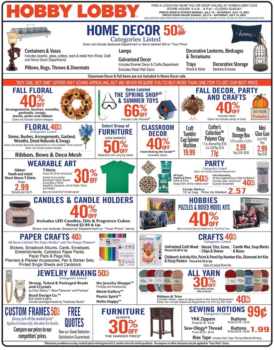 Hobby Lobby Ad Jul 9 - 15, 2023 | WeeklyAds2
