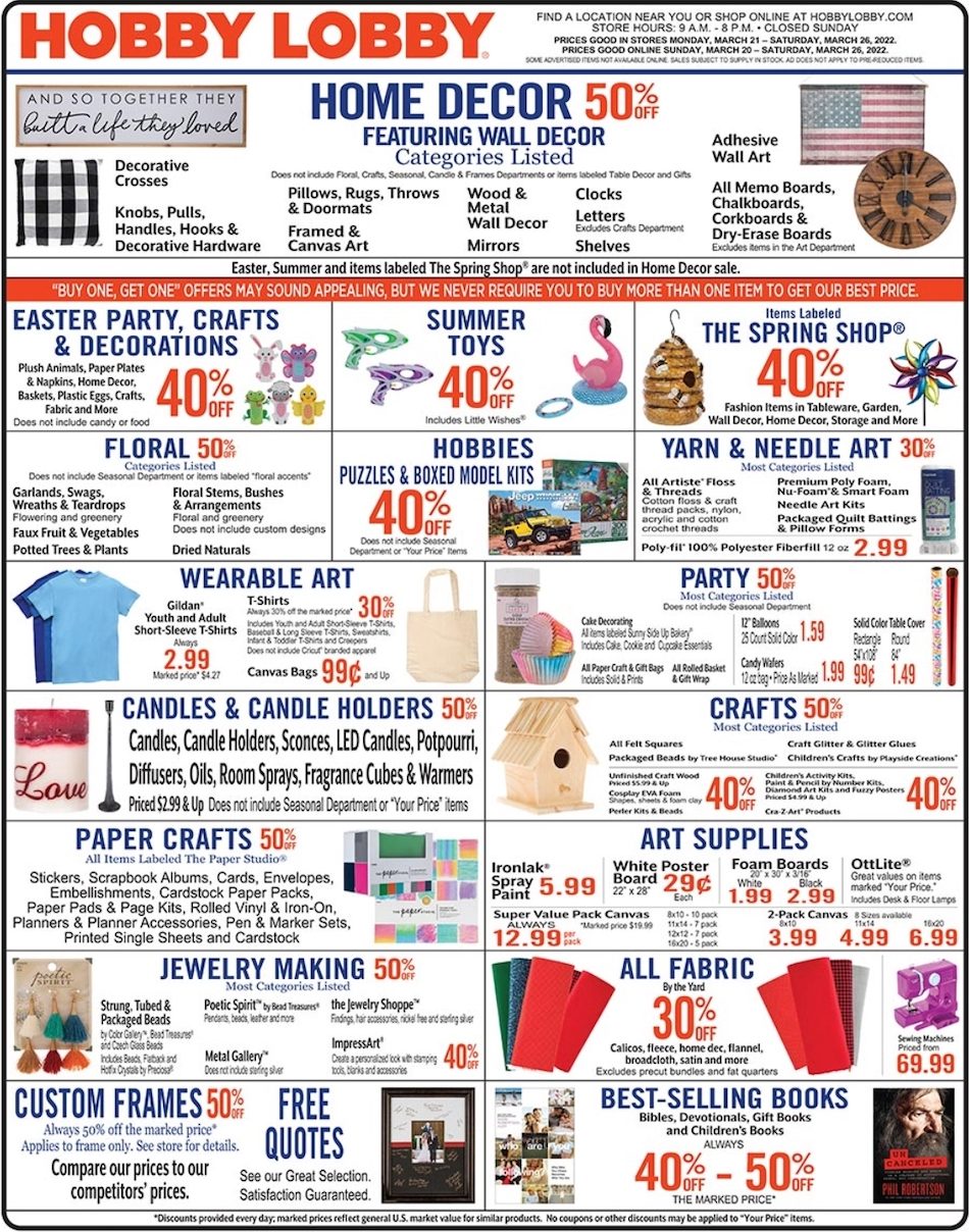 Hobby Lobby Ad Mar 20 - 26, 2022 | WeeklyAds2
