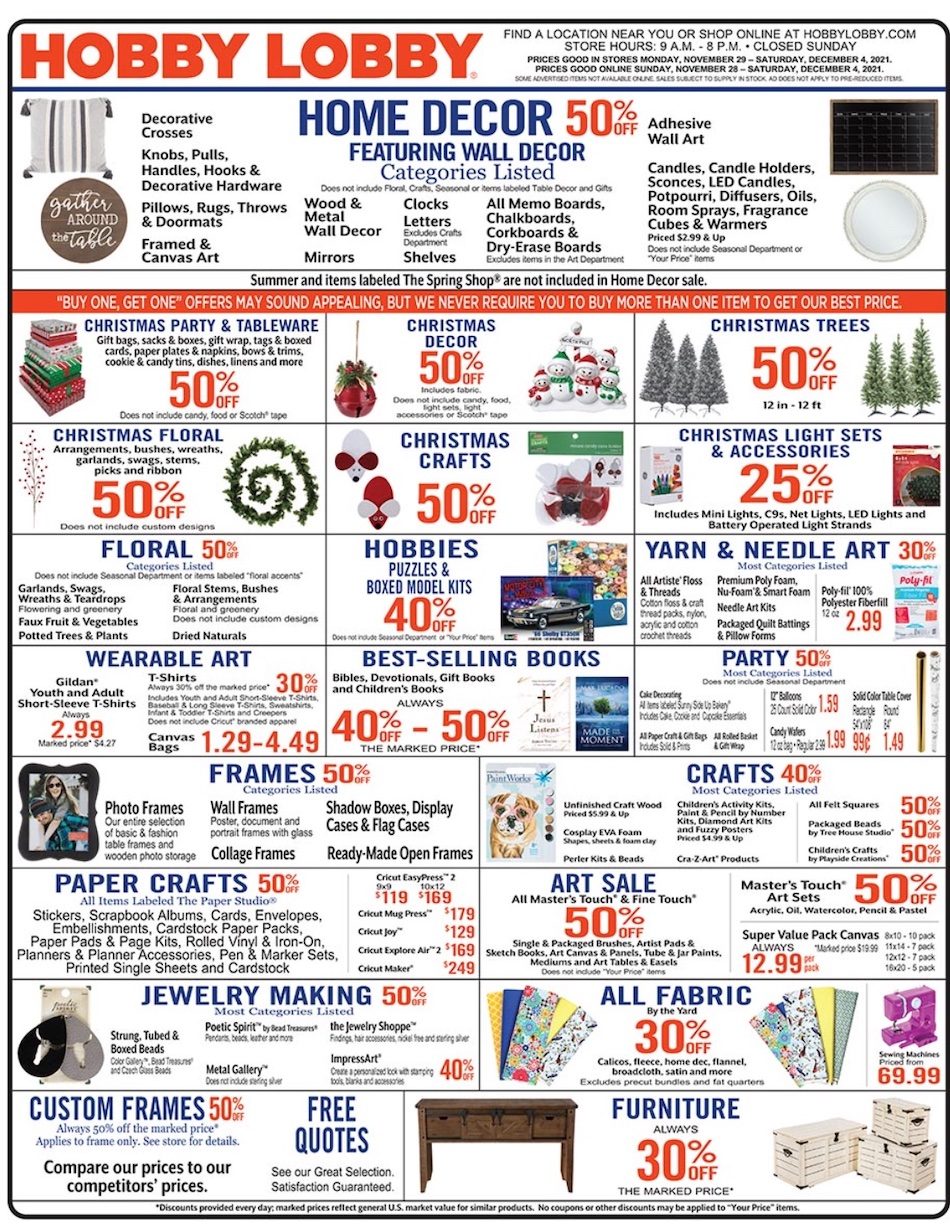 Hobby Lobby Ad Nov 28 - Dec 4, 2021 | WeeklyAds2
