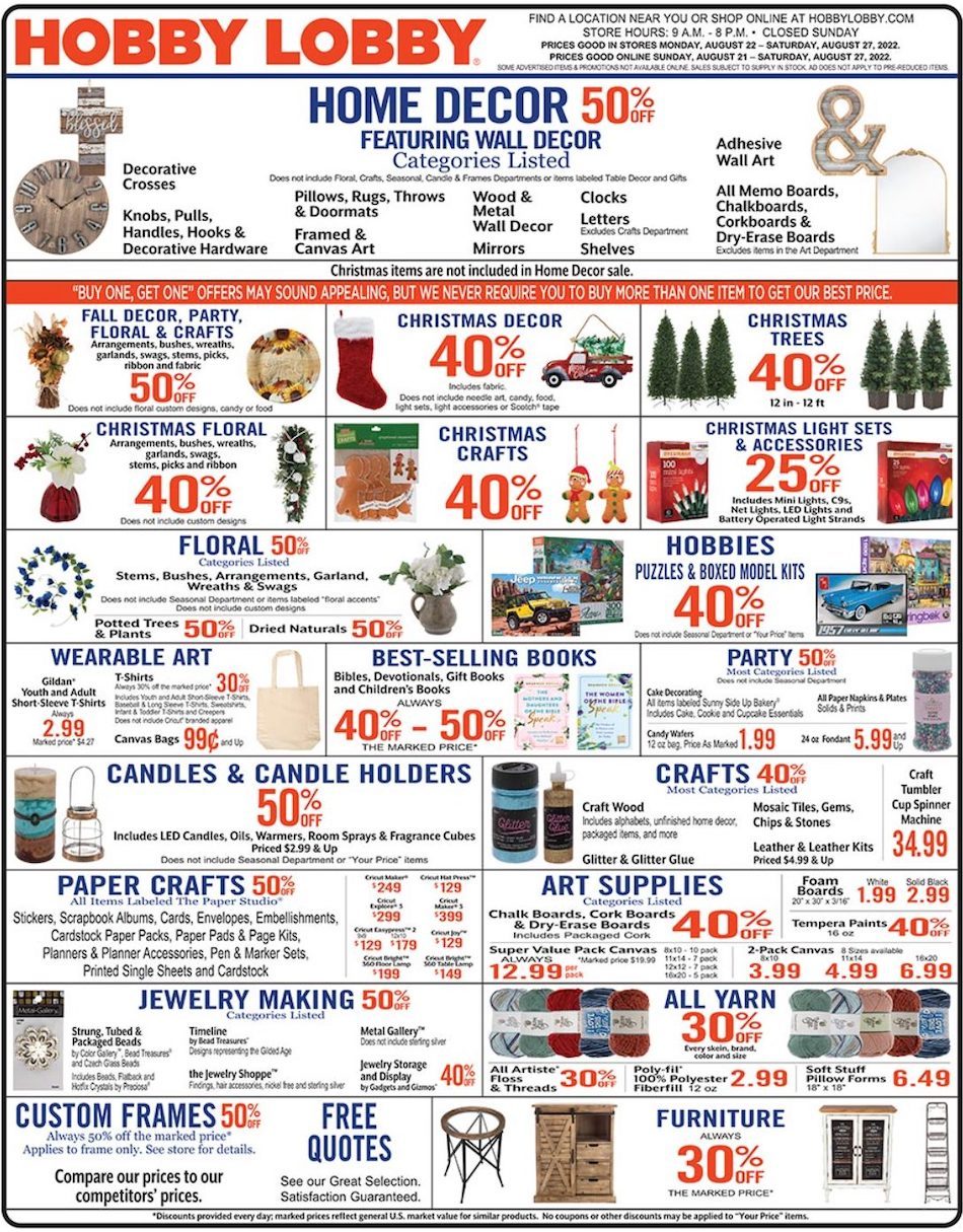 Hobby Lobby Weekly Ad Aug 21 - 27, 2022 | WeeklyAds2
