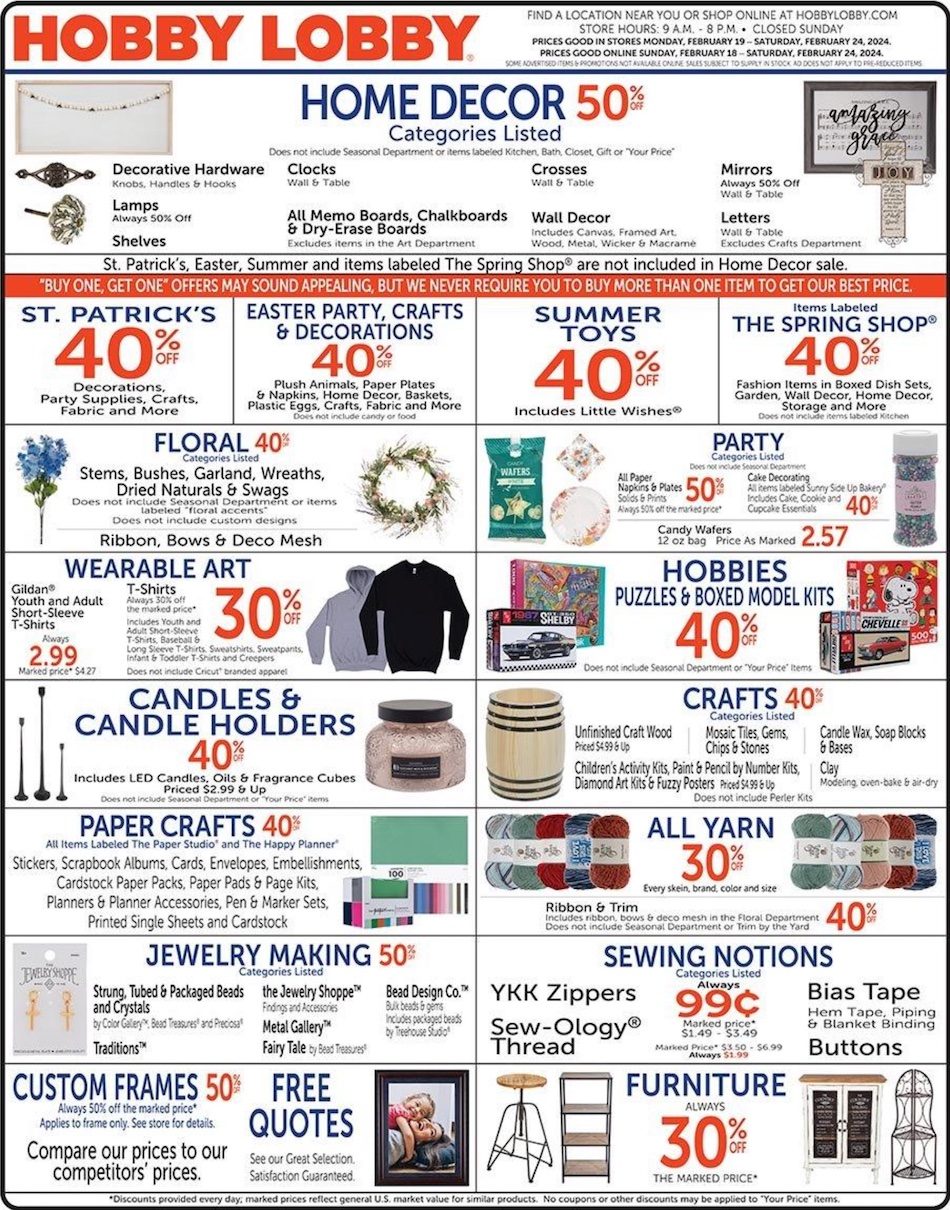 Hobby Lobby Weekly Ad Feb 18 - 24, 2024 | WeeklyAds2