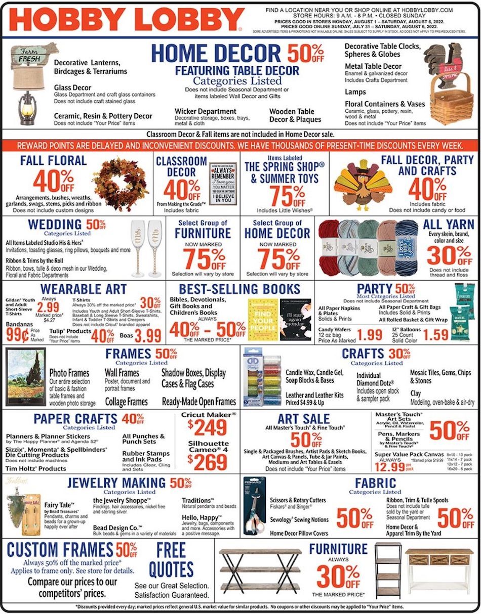 Hobby Lobby Weekly Ad Jul 31 - Aug 6, 2022 | WeeklyAds2