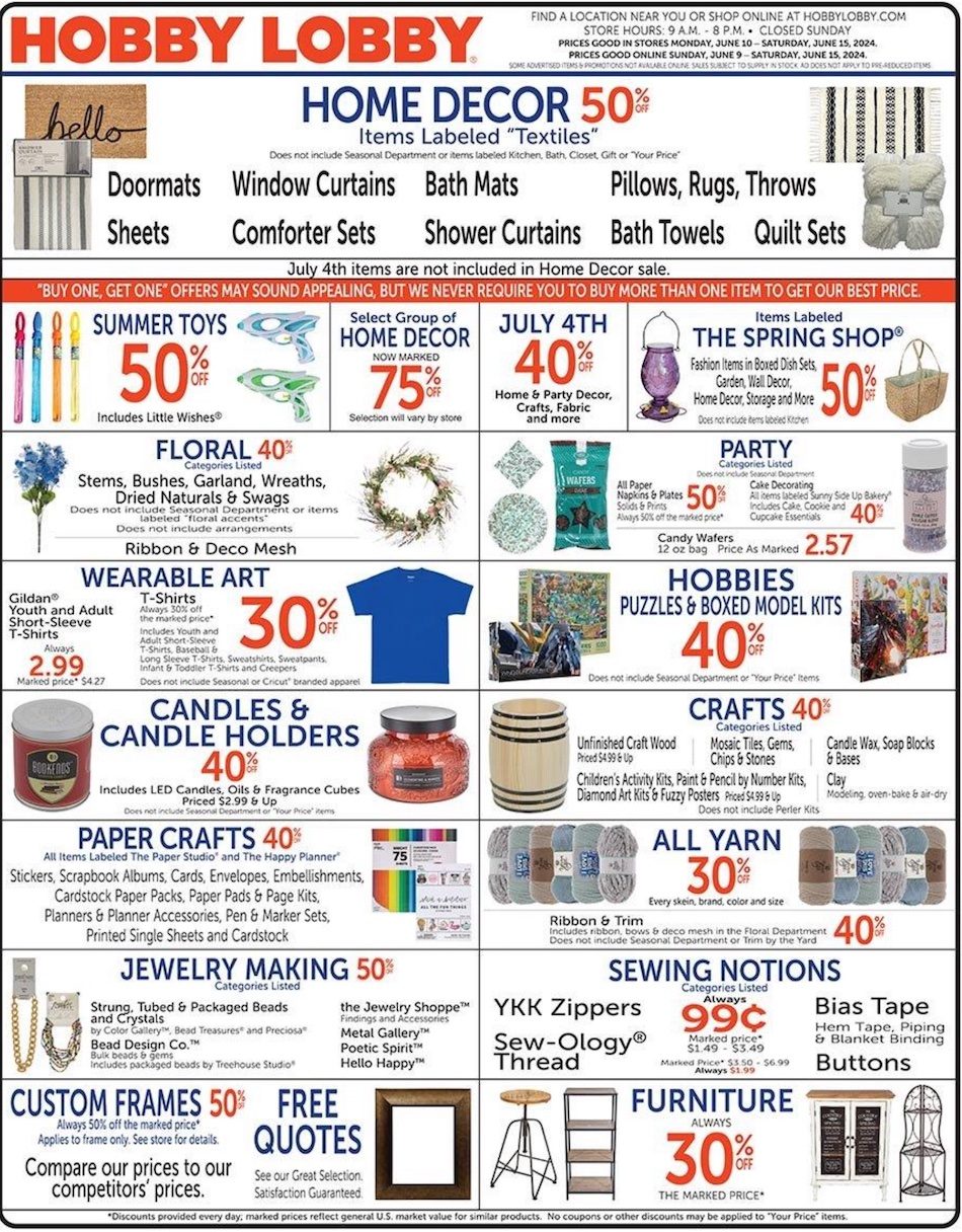 Hobby Lobby Weekly Ad Jun 9 - 15, 2024 | WeeklyAds2