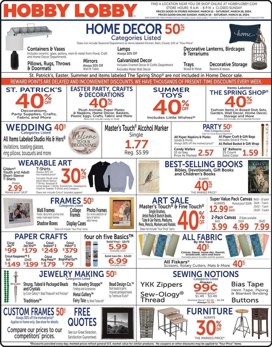 Hobby Lobby Weekly Ad Mar 10 - 16, 2024 | WeeklyAds2