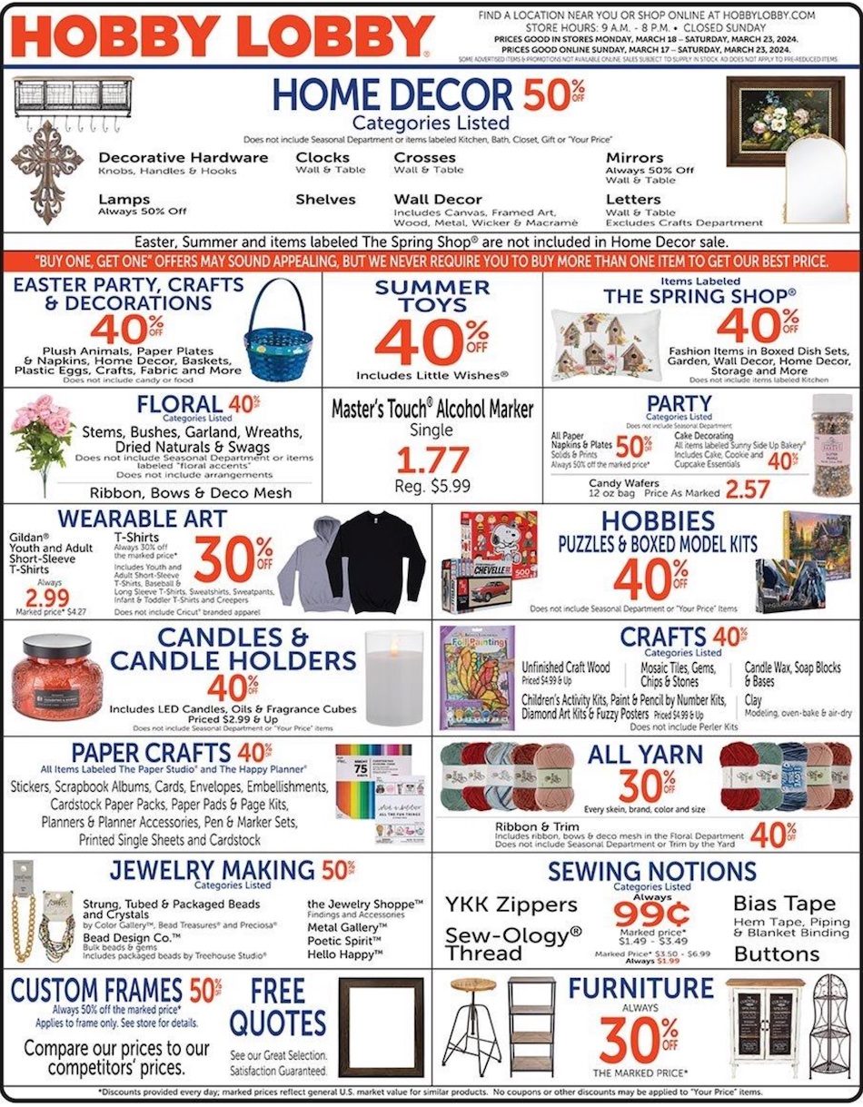 Hobby Lobby Weekly Ad Mar 17 - 23, 2024 | WeeklyAds2
