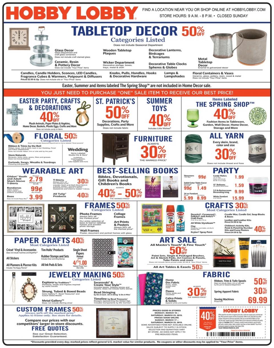 Hobby Lobby Weekly Ad Mar 17 - 23, 2019 | WeeklyAds2