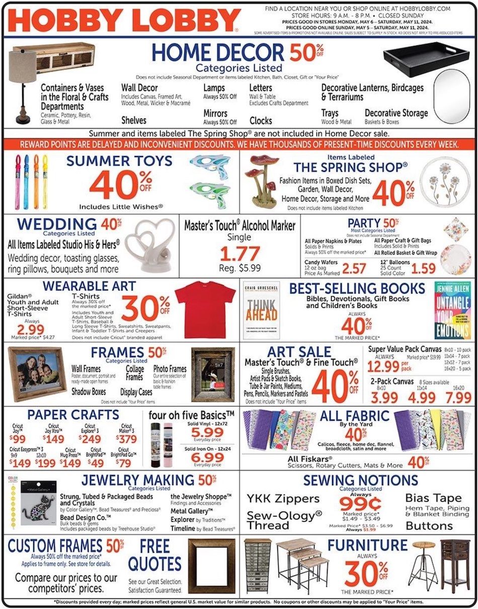 Hobby Lobby Weekly Ad May 5 - 11, 2024 | WeeklyAds2