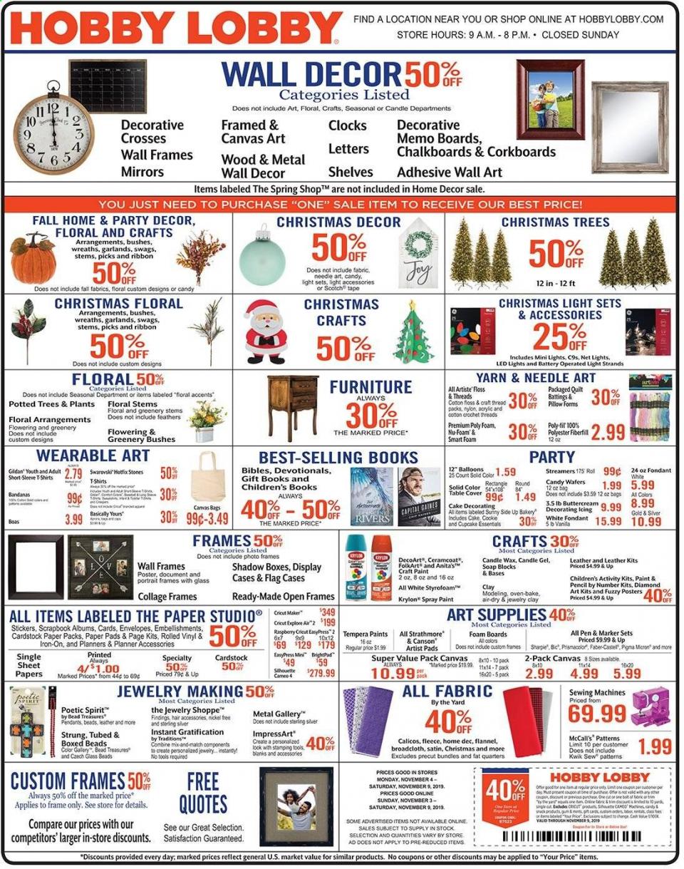 Hobby Lobby Weekly Ad Nov 3 - 9, 2019 | WeeklyAds2