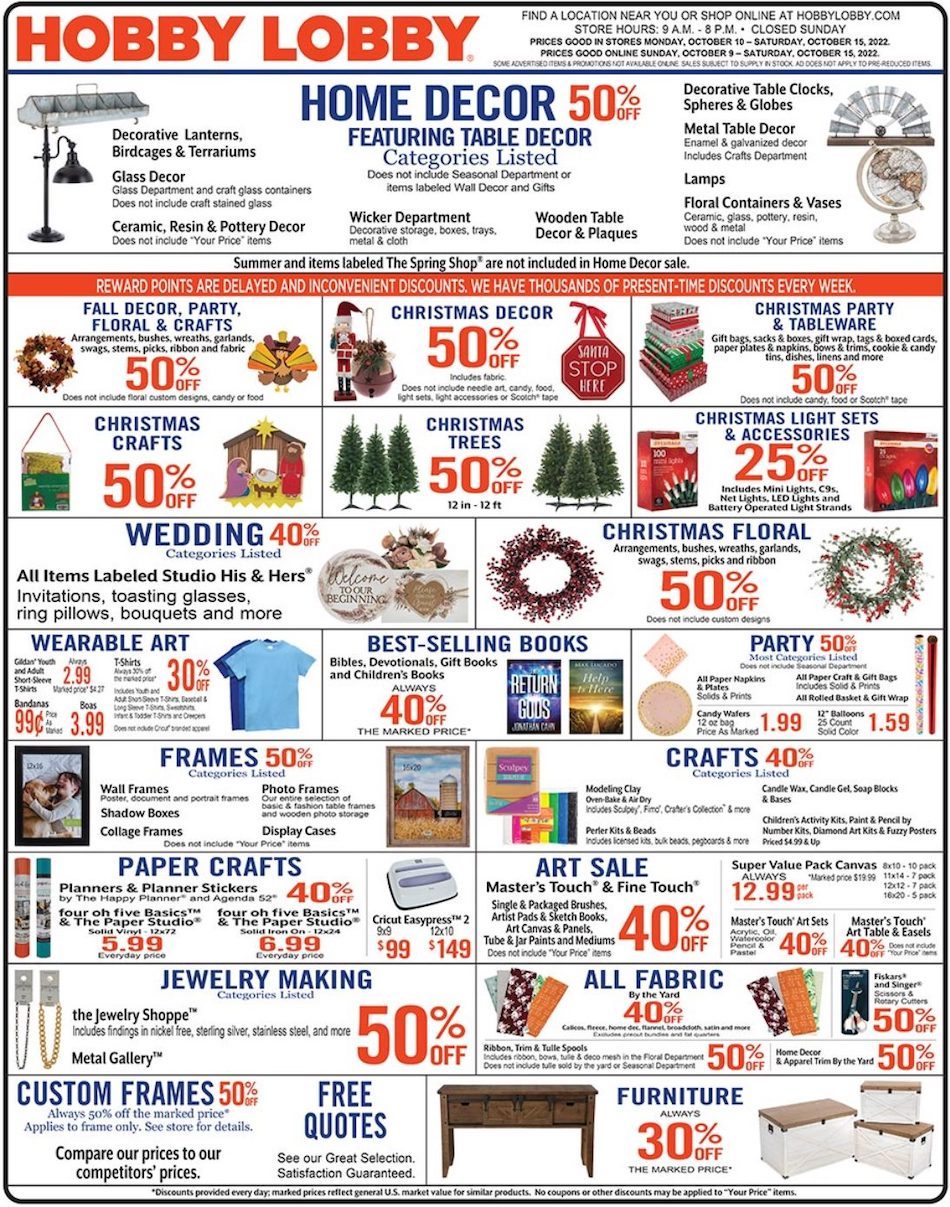 Hobby Lobby Weekly Ad Oct 9 - 15, 2022 | WeeklyAds2