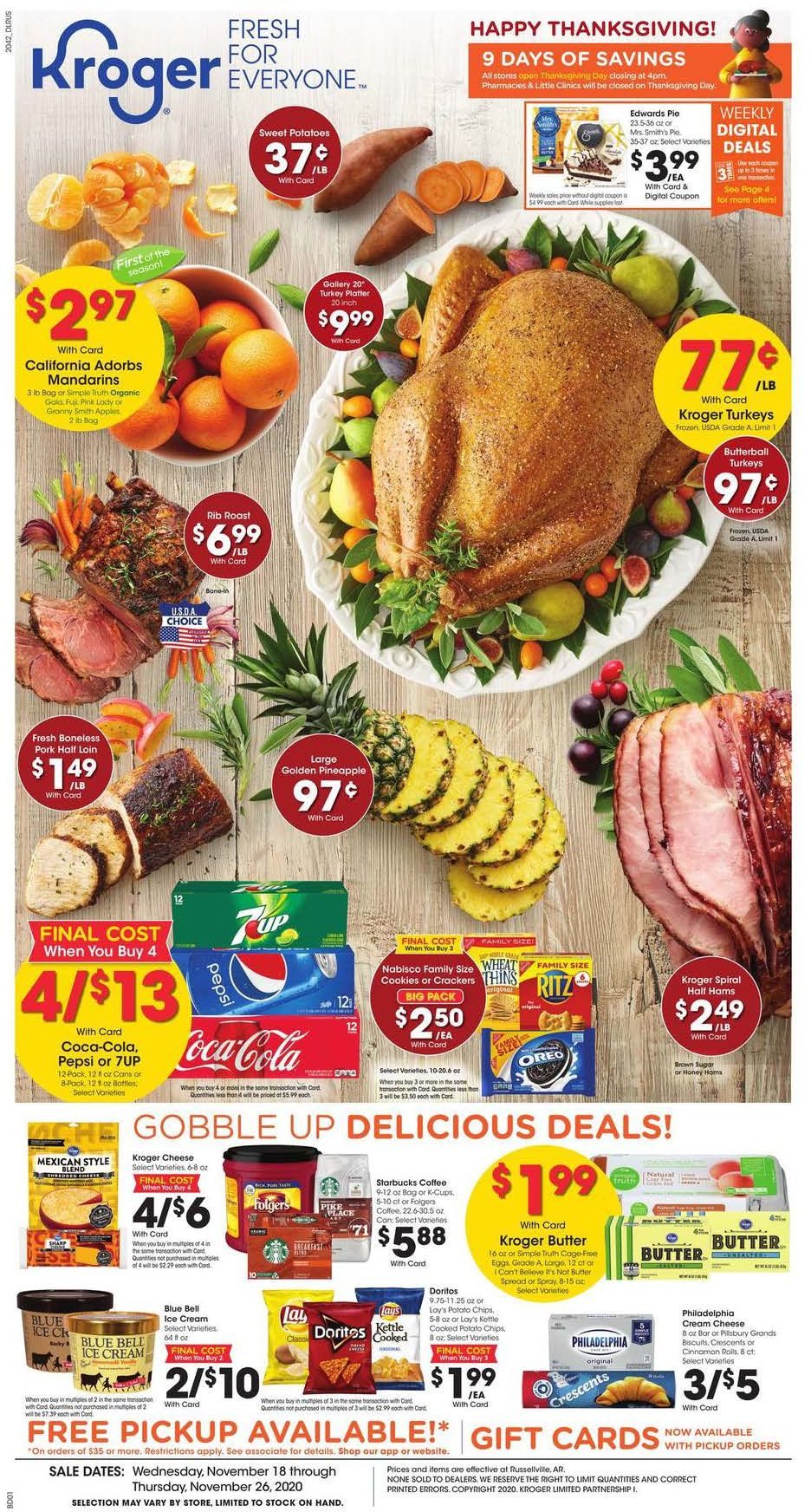 Kroger Weekly Ad Thanksgiving Nov 18 - 26, 2020 | WeeklyAds2