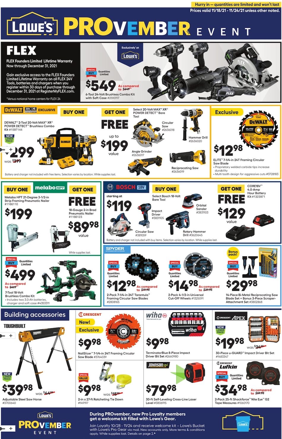 Lowe's Weekly Ad Pro Nov 18 - 24, 2021 - WeeklyAds2