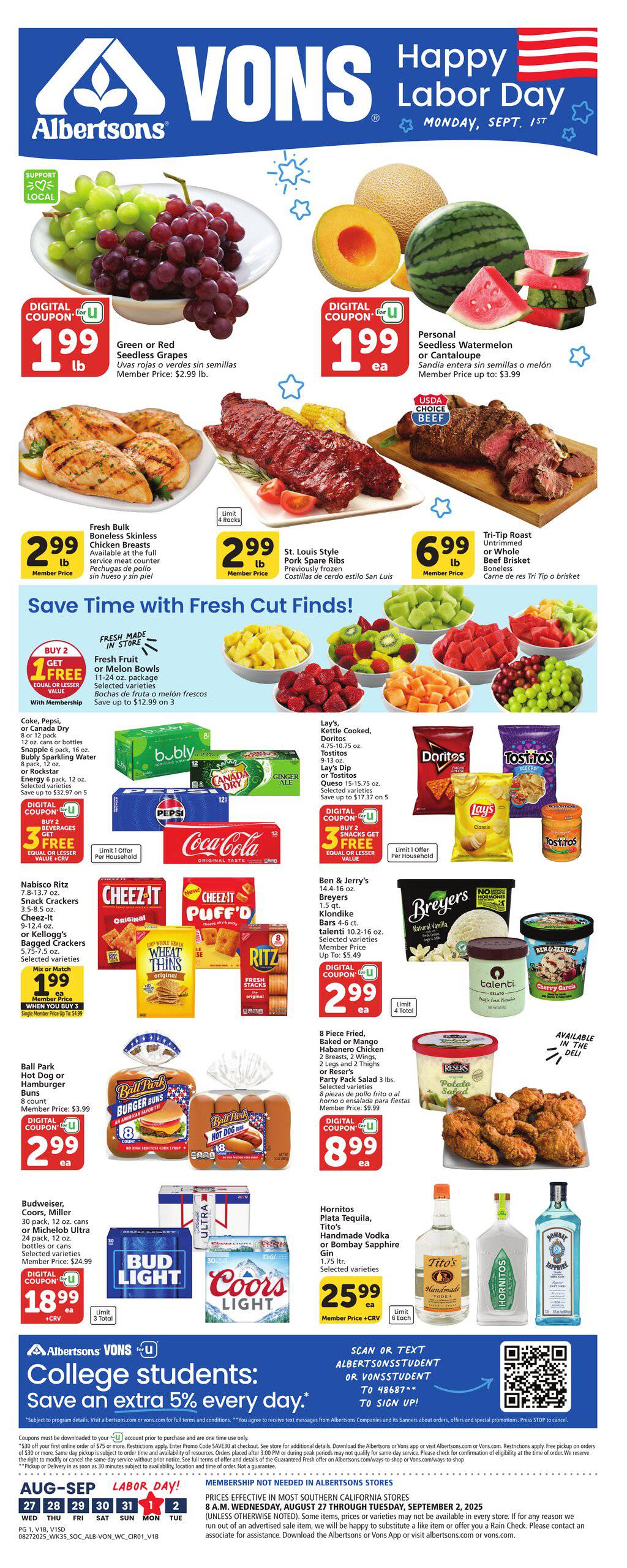 Vons Weekly Ad August 27 - September 2, 2025 | WeeklyAds2